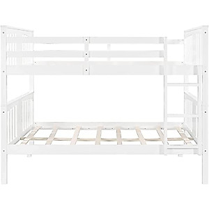 STP-Y Twin Over Twin Bunk Bed with Trundle, Solid Wood Bunk Beds for (White) (Color : White, Size : Full Over Full)