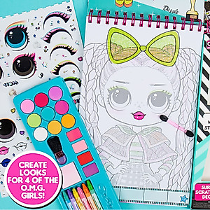 Horizon Group USA L.O.L. Surprise! O.M.G. Make-Up Artist Magazine, Double Feature Series, Includes Spiral-Bound Make-Up Sketchbook, Crayons, Stickers, Surprise Scratch Reveal Stickers & More