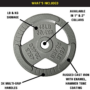 HULKFIT 2” Olympic Grip Cast Iron Enamel Coated Weight Plates for Strength Training Workout Equipment - 5 lbs Pair