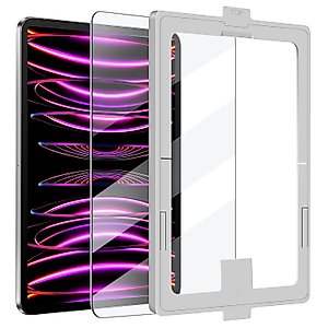 auaua Screen Protector for iPad Pro 12.9 inch 6th/5th/4th/3rd Generation (2022/2021/ 2020/2018), with Easy Installation Tool, 9H Hardness Tempered Glass