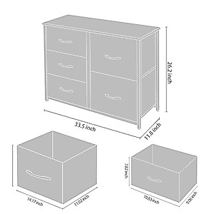 AZL1 Life Concept Dresser for Bedroom with 5 Drawers, Wide Bedroom Dresser with Drawer Organizers, Chest of Drawers, Fabric Dresser for Living Room, Closet, Hallway, Rustic Brown