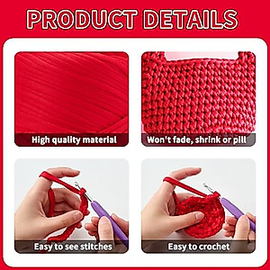 Comtest T-Shirt Yarn Knitting Yarn for DIY Bag Blanket Cushion Handmade Crochet Elastic Fabric Yarn 0.88Lb Red