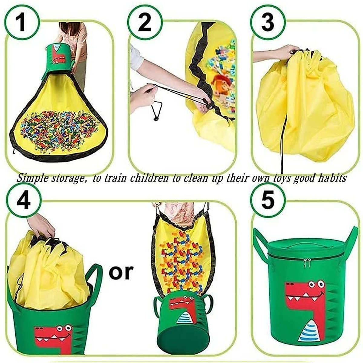 Toy Storage Organizer and Play Mat,Cartoon Storage Bucket Clothes Storage Basket Dirty Clothes Basket Children'S Toy Storage Basket