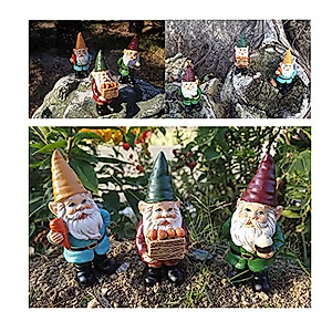 KIYFERC Polyresin Mini Gnomes for Garden Decoration Outdoor Small Status Patio Ornament Set of 3 Gnome
