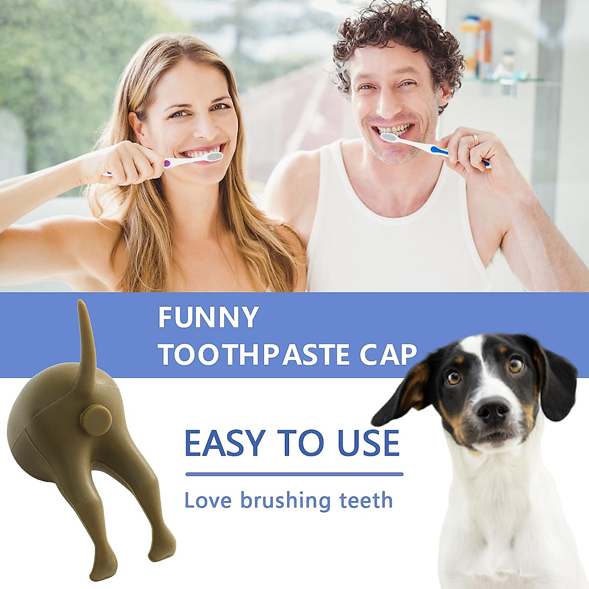 Silicone Dog Butt Toothpaste Topper, Funny Dog Pooping Toothpaste Dispenser Cap, Stand Toothpaste Organizer, Interesting Gadgets Gift for Friends Family