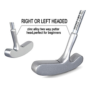 Acstar Two Way Junior Golf Putter Graphite Kids Putter Both Left and Right Handed Easily Use for Kids Age 6-8(Silver Head+White Shaft+Blue Grip,27 inch,Age 6-8)