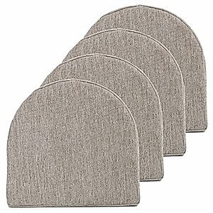 Sweet Home Collection Chair Cushions 100% High Density Memory Foam Pads U Shaped 17" x 16"Non-Slip Skid Rubber Back Seat Cover, 4 Count (Pack of 1), Taupe