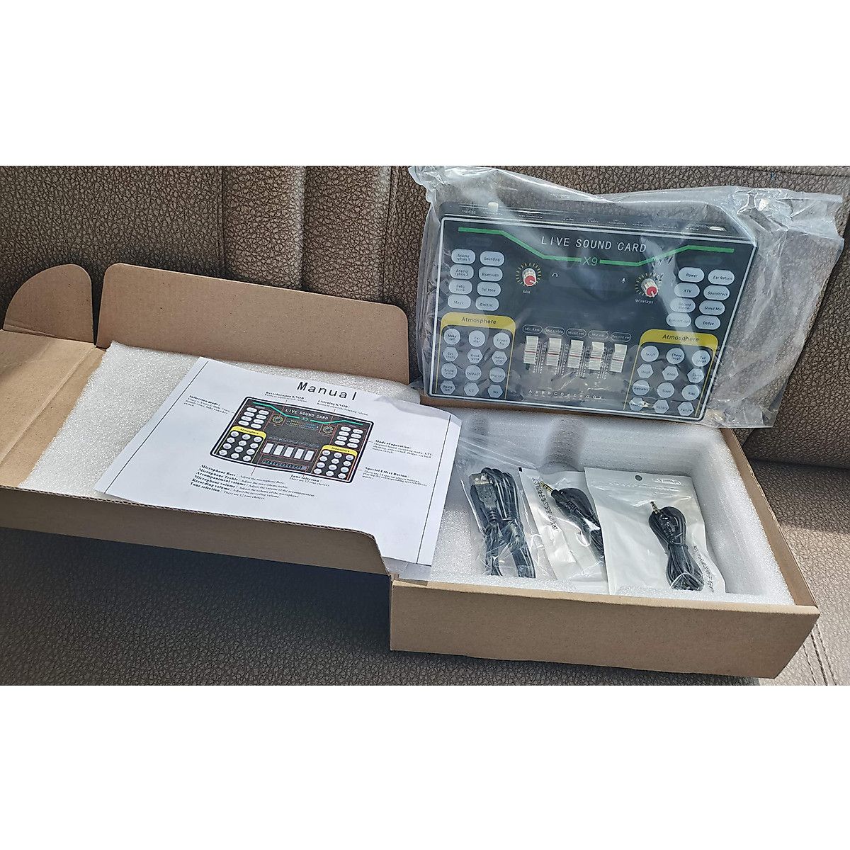 X9 Mini Audio Mixer Sound Card With Dsp Independent Reverb Chip, 48V Power Multiple Sound Effects For Live Streaming Studio Recording Karoke Singing For PC Or Mobile Phone…