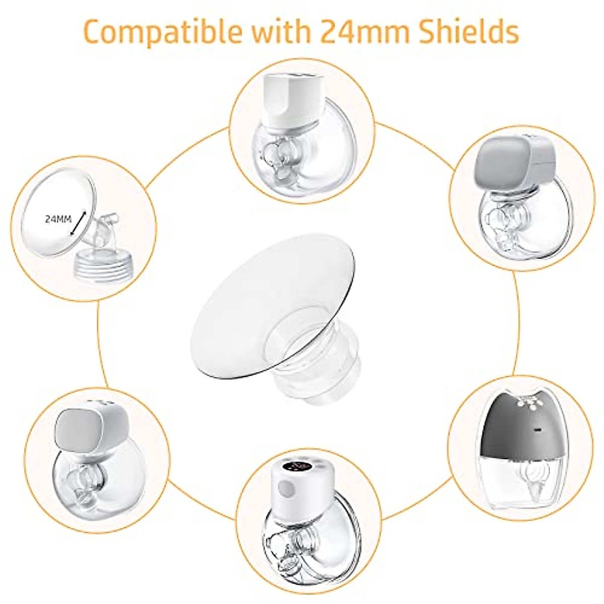 Flange Insert 15mm, Compatible with S9/S12/S9Pro/S12Pro Wearable Breast Pump Parts Replace, Pump Shield/Flange Insert to Reduce 24mm Down to 15mm