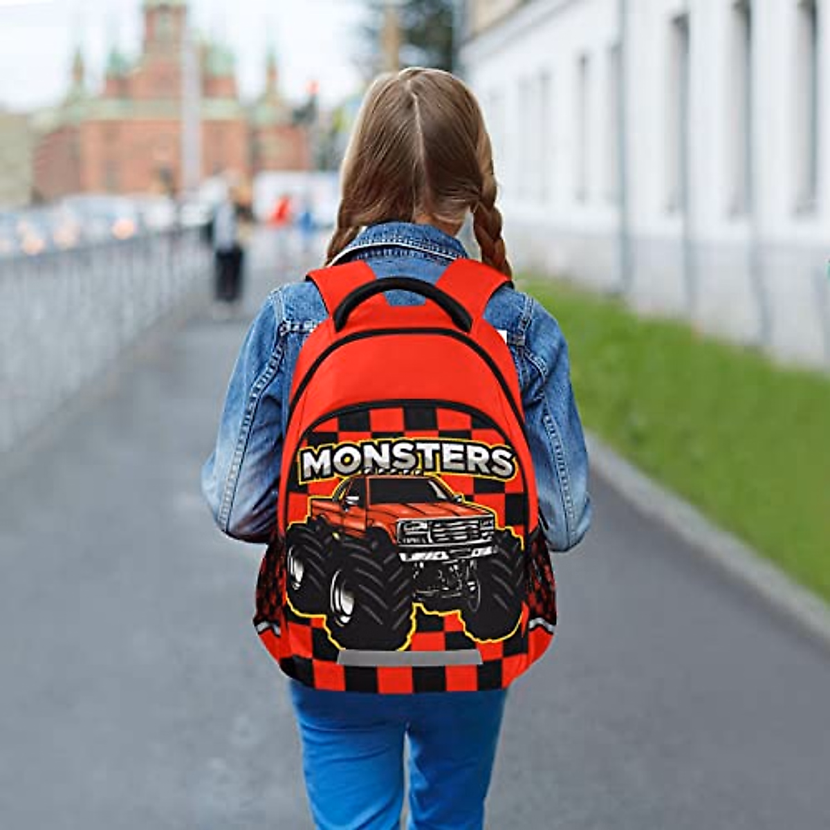 beeplus Monster Truck Backpack for Boys Girls School Backpack Kids Backpack Bookbag Elementary School Bag Travel Rucksack