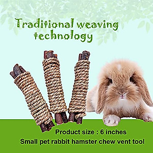 Abizoo Bunny Chew Toys,Natural Grass Traditional Weaving Hay Stick Chew for Rabbit Guniea Pigs Chinchillas Small Animals,No Hot Glu Grass Carrots Good for Bunny Guinea Pig Hamsters Dental Health.