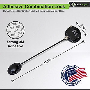 Urban August Adhesive Combination Lock – Childproofing & Baby Safety, Heat Resistance, Easy to Install with Heavy Duty 3M Adhesive Tape, Best for Cabinets, Drawers, Doors & refrigerators (One)