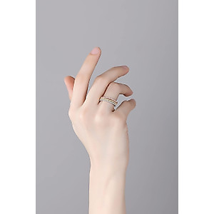 LAVISHE Rhodium Plated 925 Sterling Silver Ring Cubic Zirconia Stackable Wedding Bands Rings for Women 1pc Size 7