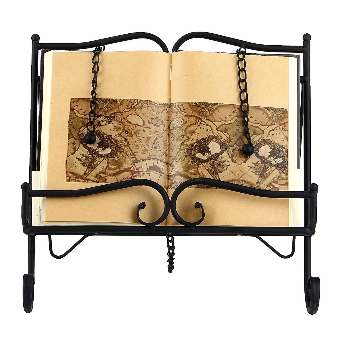 Woopoo Metal Recipe Holder 2 Weighted Chains to Hold Pages in Place and a Kickstand for Durability Collapsible Storage is Light in Weight Support Book and Tablet Placement Cookbook Holder …