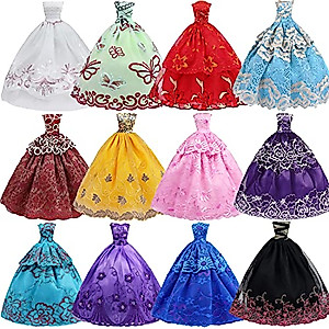 ZITA ELEMENT Lot 5 Handmade Fashion Party Dress Outfit for 11.5 Inch Girl Doll Clothes Xmas Gift- Random Style.