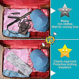 Shappy 2 Pieces Flat Iron Travel Case Heat Resistant Curling Iron Holder Cover Travel Sleeve Neoprene Straightener Holder and Silicone Hot Tools Flat Bag(Marble Style)