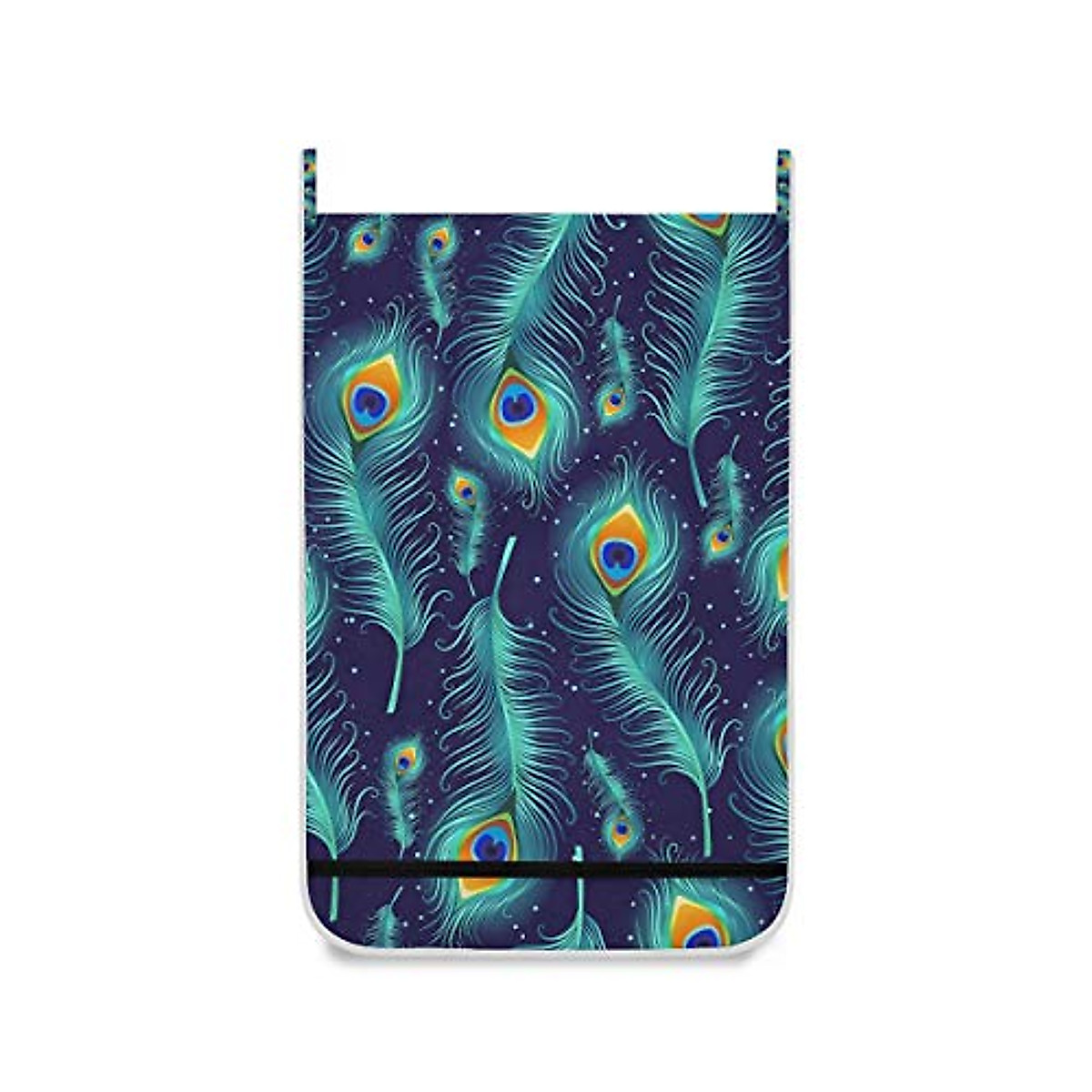 Hanging Laundry Bag Peacock Feather Door Hanging Laundry Hamper with Stainless Steel Hooks Wall Laundry Nook 1 PC