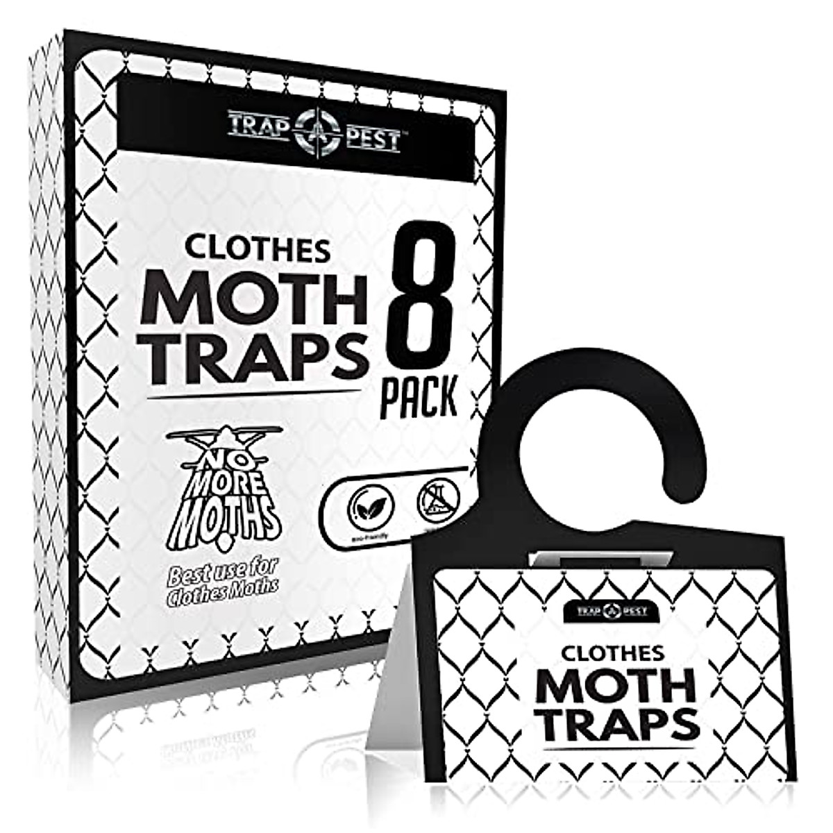 TRAP A PEST Clothing Moth Traps - 8 Pack - Non Toxic Moth Traps for Clothes with Pheromone Attractant - Odorless Sticky Traps for Closet, Carpets