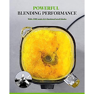 KIDISLE Professional Blenders for Kitchen, 1200W Powerful Smoothie Blender, 52oz Glass Jar for Shakes and Smoothies, Ice Crush, Frozen Fruit, Stainless Steel & Sliver