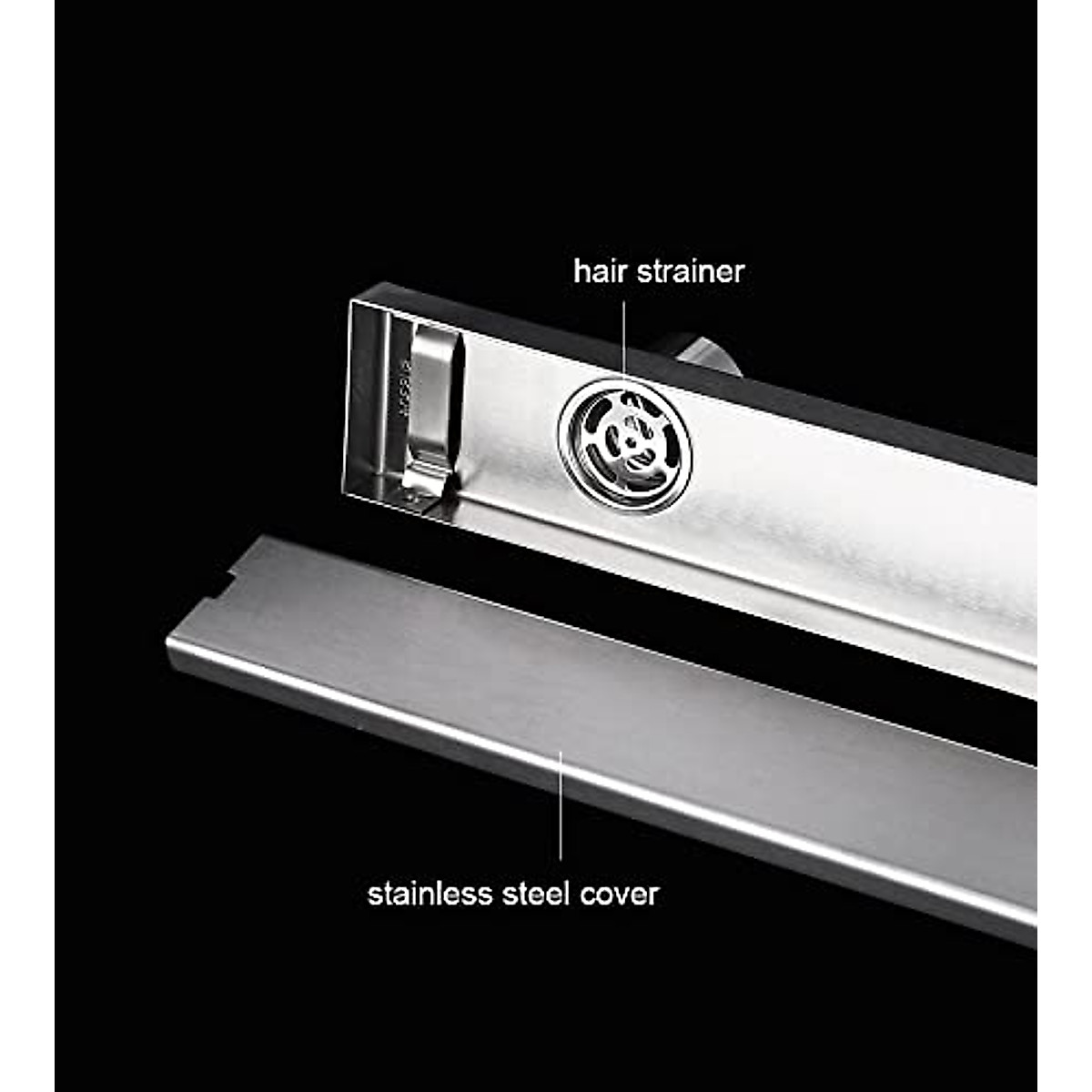 TSHH 12 inch Linear Shower Drain with Plate Cover or Tile Insert,Rectangle Shower Floor Drain Offset Side Outlet Stainless Steel Brushed Finish,11.8x4.3 Inch