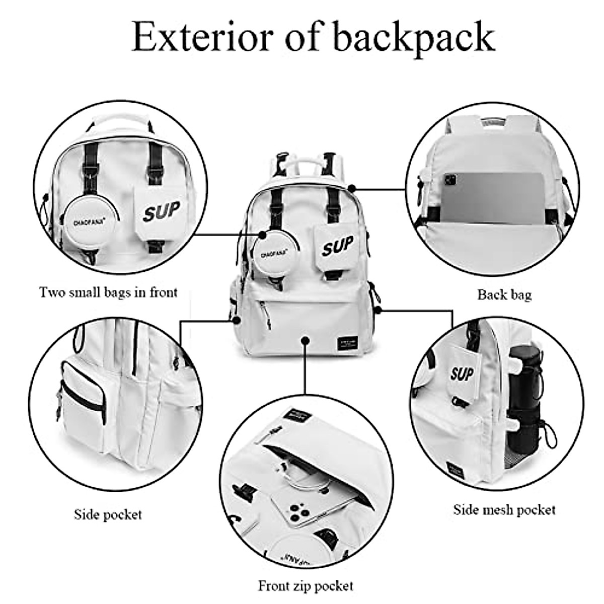 SESOCSEO Large Travel Backpack Women，Carry on15.6 Inch Business Laptop Daypack Backpack，Fashion women's backpack with square and round decorate bags