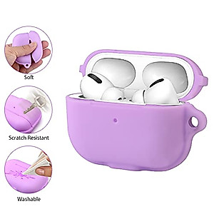 leQuiven for Airpods Pro Case, AirPod Pro Case Cover with Keychain, Silicone Case Cover for AirPods Pro Wireless Charging Case, [Front LED Visible] Shockproof Protective Case for Air Pods Pro(Purple)