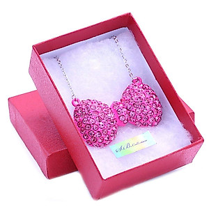 Soulbreezecollection Hot Pink Ribbon Bow Tie Pendant Necklace Costume Valentine's Day Fashion Jewelry