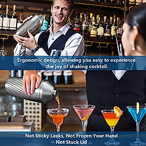 Cocktail Shaker Bar Set - Innovative Premium Vacuum Insulated Stainless Steel Drink Shaker Double Wall Margarita Mixer Jigger & Mixing Spoon Set - Martini Shaker for Home Bartender - 28oz