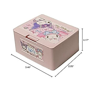 Friend Sanrio My Melody × Kuromi One push One Touch Open Type Lid Accessory Cosmetics Case Box 10.6 × 5.2 × 8.8 cm