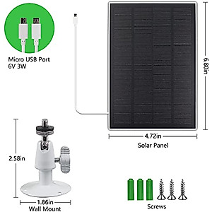 Solar Panel 5V 3W for Outdoor Solar Powered Security Camera,Waterproof Solar Panel with 3 Meter Micro USB Port Cable Compatible with Eufy Cam (2Pack)