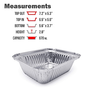 Fig & Leaf (480 Pack) Premium 1.5-LB Takeout Pans with Lids l Medium 7" x 5" x 2" l Heavy Duty Disposable Aluminum Foil for Catering Party Meal Prep Freezer Drip Pans BBQ Potluck Holidays