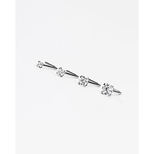 FANSING 4pcs 22g Nose Rings Studs 1.5mm 2mm 2.5mm 3mm CZ Diamond Nose Studs Cubic Zirconia Nose Stud Silver L Shaped Nose Studs for Women Nostril Piercing Jewelry 22 Gauge