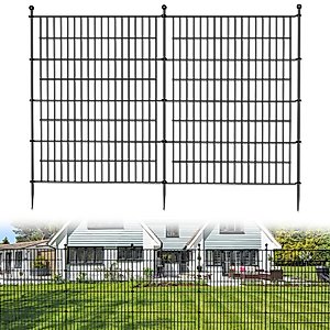 5 Panels No Dig Decorative Outdoor Garden Fence for Yard, 40 in(H) X 11.8 ft(L) Animal Barrier Fencing Rustproof Metal Wire Panel Border for Dog, Rabbits, and Patio Temporary Ground Stakes