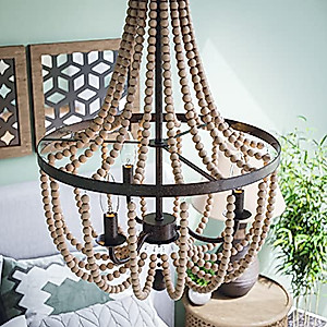 Kenroy Home Regas 3 Lt Wood Bead Chandeliers, Medium, Golden Bronze