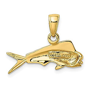 IceCarats 14K Yellow Gold Mahi Fish Necklace Charm Pendant 28mm x 22mm Only