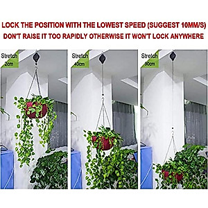 Ni Hong electron Plant Pulley Adjustable Hanging planters Flower Basket Hook，Retractable Planters Flower Basket Hook，Retractable Hook , for Garden Baskets pots Birds Feeder Hook（Black x3）