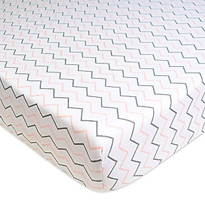 American Baby Company 3 Piece 100% Cotton Jersey Knit Fitted Crib Sheet for Standard Crib and Toddler Mattresses, Blush Pink Star/Zigzag, for Girls