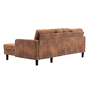 HomSof Sectional Reversible Chaise Longue, Modern L-Shaped Couch with Pull Storage, Coffee Sofa Bed