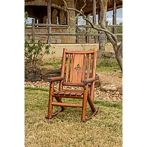 Leigh Country Amberlog Single Rocker with Fleur-De-Lis Cutout Rocking Chair, Brown