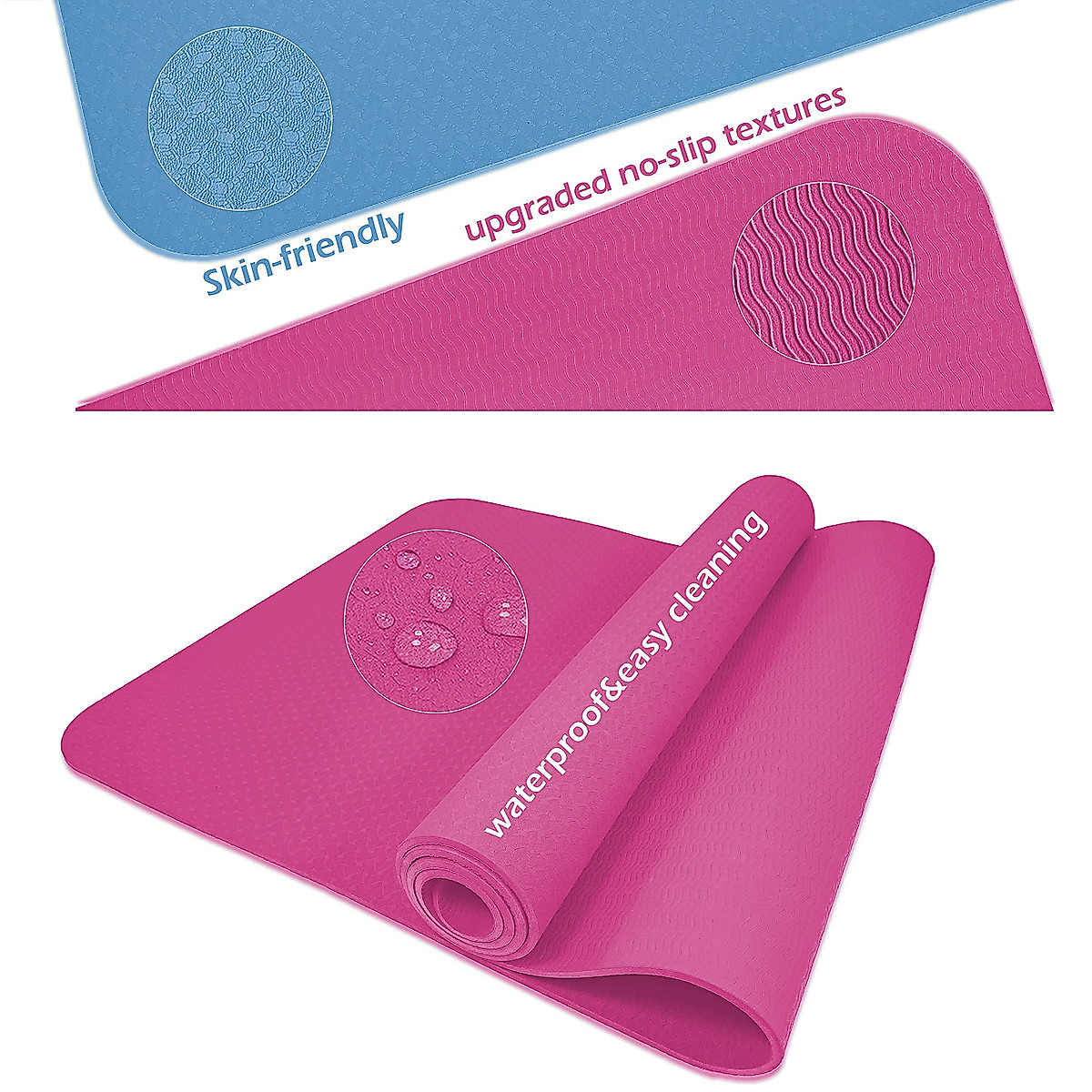 HZS Yoga mat workout fitness mat ,Extra thick high density anti-tear, Eco friendly non toxic non slip ,Classic 1/4 inch exercise mat for Yoga practice and Pilates training (green)