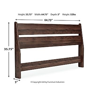 Signature Design by Ashley Calverson Modern Open Slat Panel Headboard ONLY, Queen, Brown