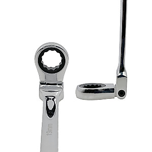 YCTMALL Metric 12 Sizes Extra Long Gear Ratcheting Wrench Set, 8mm-19mm, Made of Chrome Vanadium Steel, Rotatable head