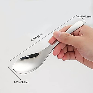 AXIAOLU Thick Heavy-weight Soup Spoons, Stainless Steel Silver Table Spoon, 6.3 inches Korean Spoons for Cereal Ramen Soup Dips Curry Sauces Stews, Set of 2