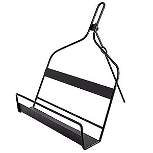 AuldHome Rustic Black Metal Cookbook Stand; Vintage Recipe Holder for Cooking and Baking