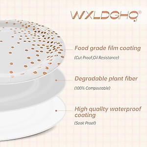 WXLDGHQ Serves 35 Guests White and Rose Gold Party Supplies,White and Rose Gold Birthday Paper Plates and Napkins,7" Disposable Party Dinnerware for Women