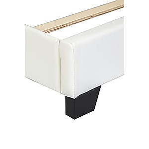 Happy Homes Lexi Upholstered Bed Frame with Headboard /Diamond Button Tufted /Faux Leather /Wood Slats Included /Easy Assembly/Box Spring Platform Needed /Works with Memory Foam Mattress Twin White