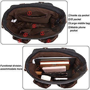 Rexmore Messenger Bag for Men, Canvas Satchel Shoulder Bag Vintage Crossbody 13.3Inch Laptop Bag