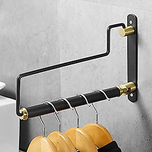 NEWRAIN Clothes Drying Rack, Laundry Racks for Drying Clothes, Wall Mounted Swing Arm Clothes Hanger for Laundry Room, Garage, Indoor & Outdoor Use,Black