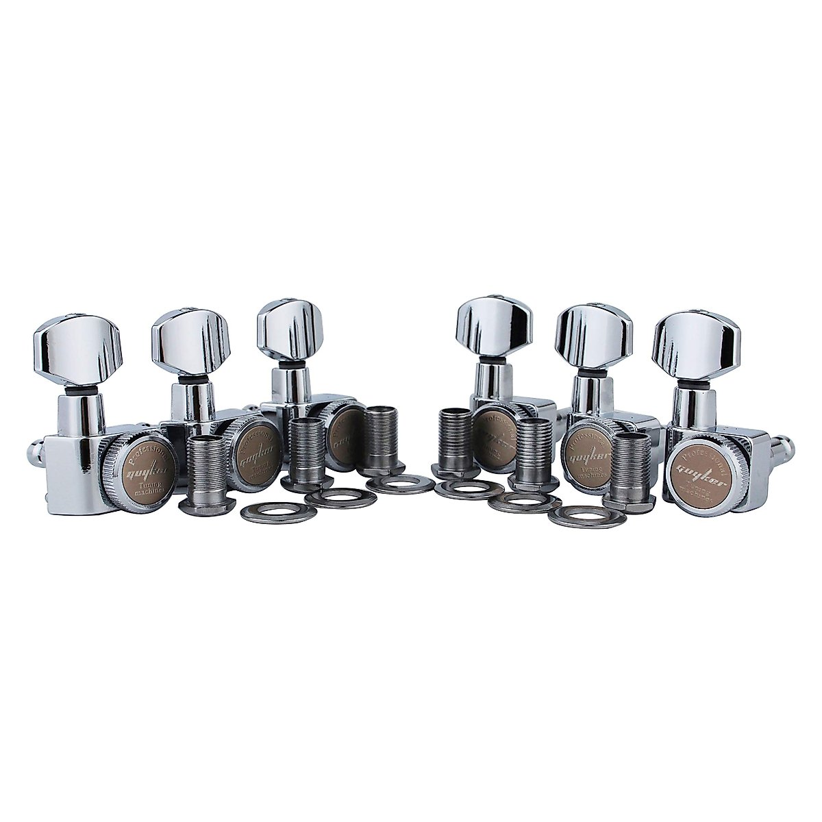 Guyker 6 In-line Guitar Locking Tuners – 1:18 Locking Tuning Key Pegs Tuners – Chrome