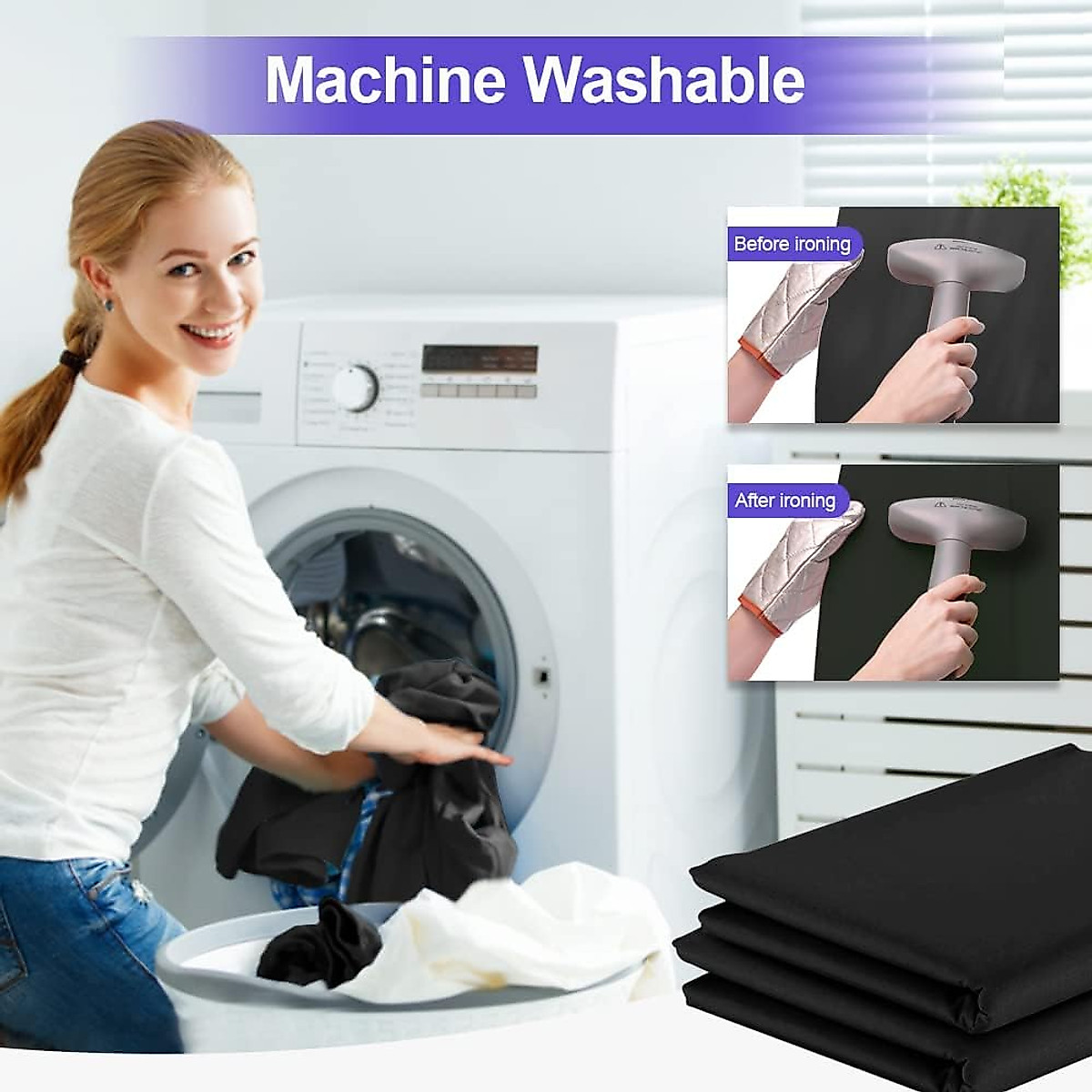 Black Backdrop 10x10ft for Photoshoot, Polyester Fabric Black Photo Backdrop Curtain Background for Photography Portrait Picture, Seamless Black Screen for Video Studio Party Film